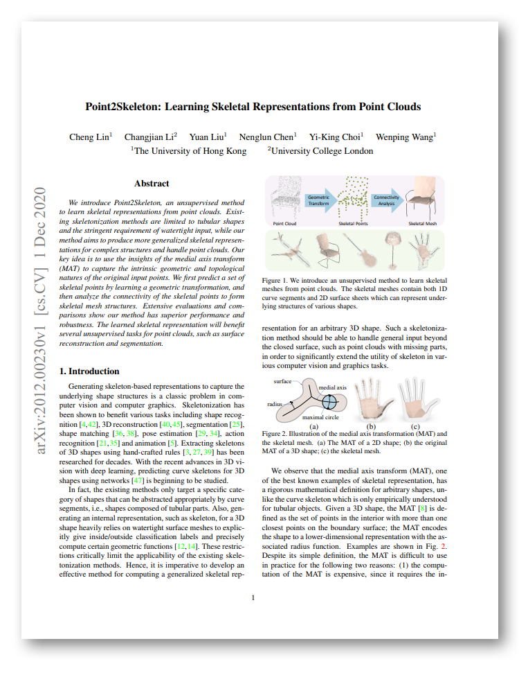 Point2Skeleton: Learning Skeletal Representations from Point Clouds
