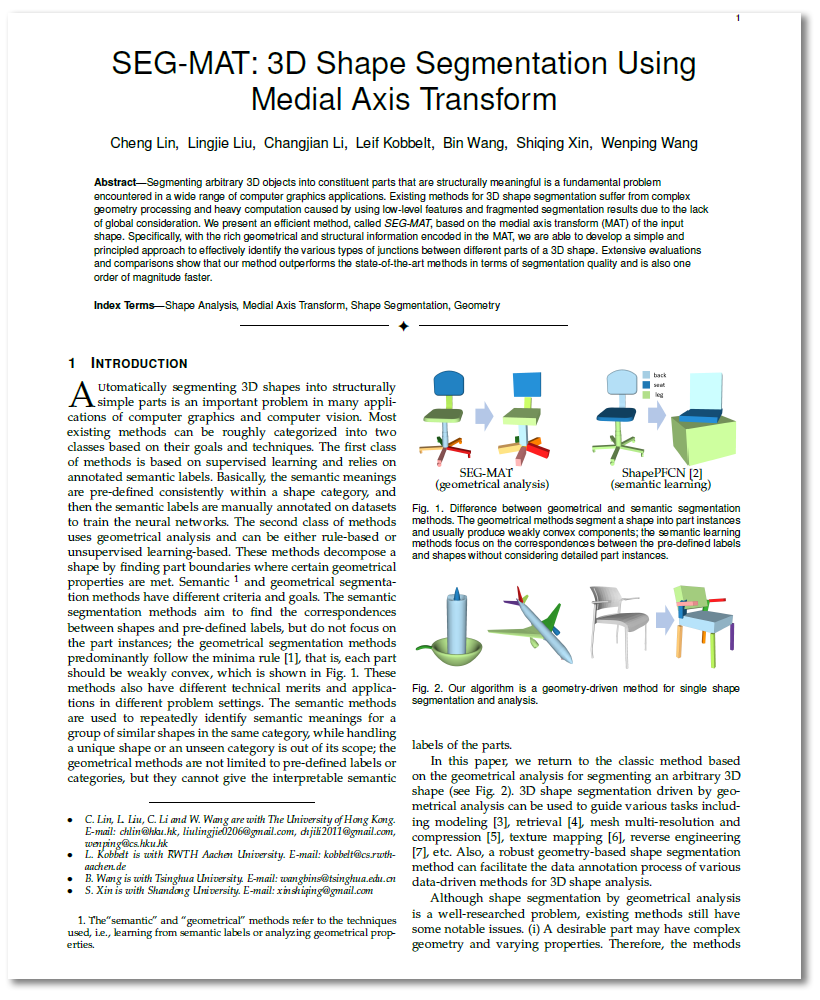 SEG-MAT: 3D Shape Segmentation Using Medial Axis Transform